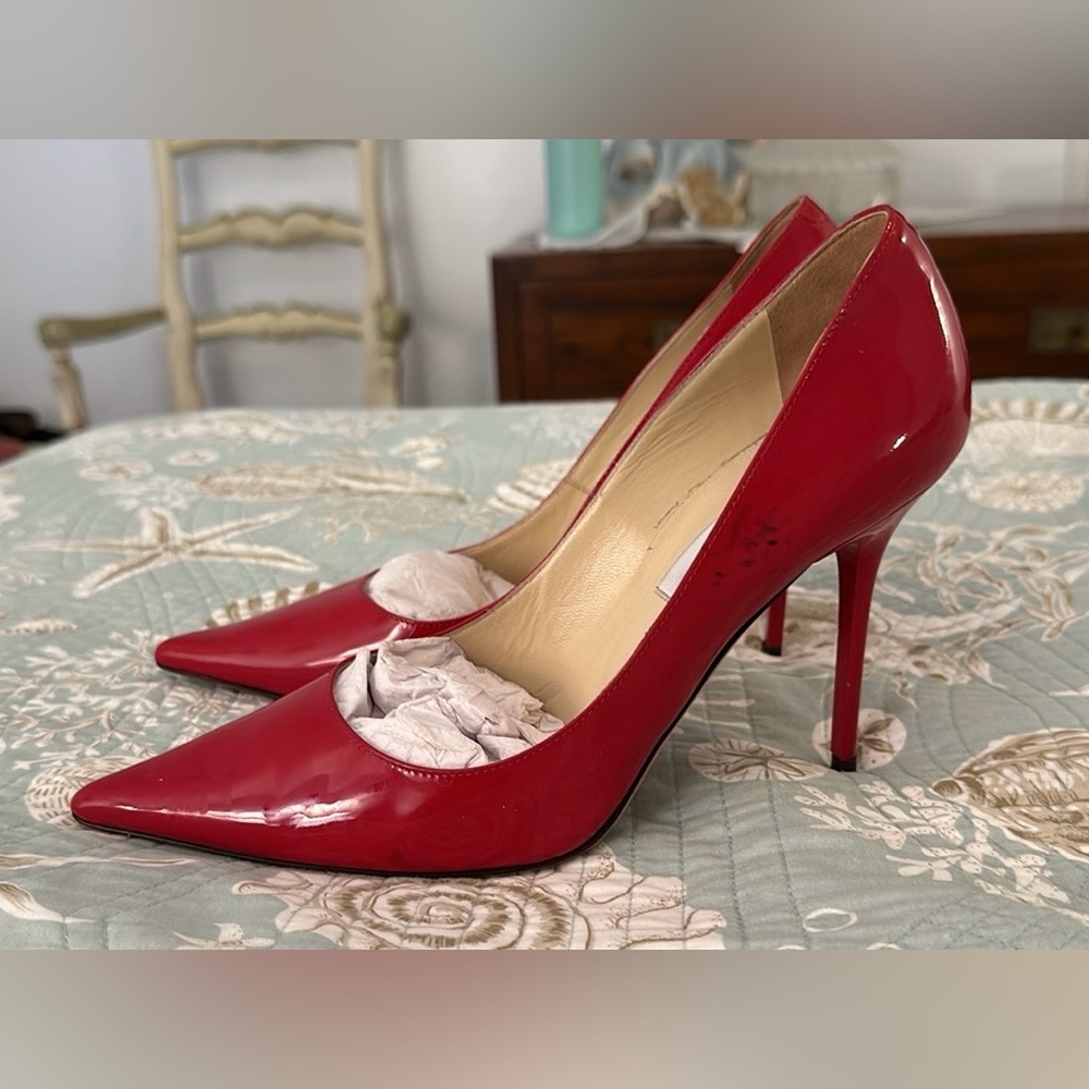 **Jimmy Choo Heels - Red Patent And Barely Worn! Size… - Gem